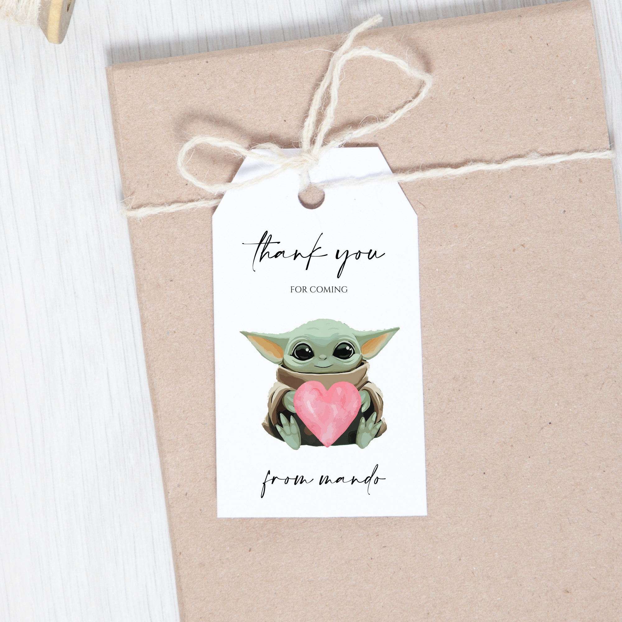 Baby Yoda Birthday Thank You Tag, Baby Yoda Mandalorian Birthday Party ...