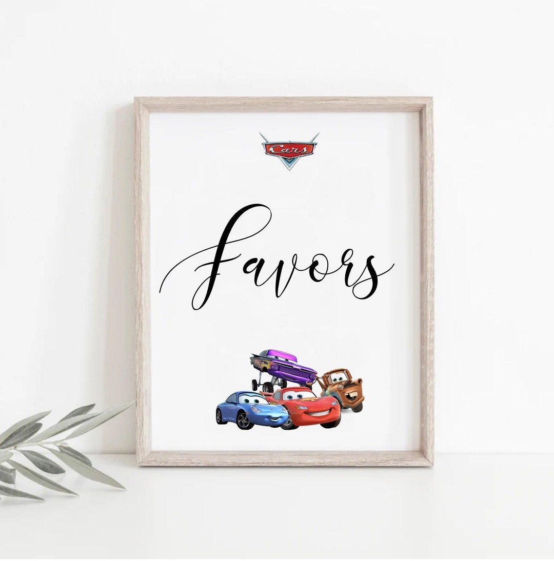 Cars Favors Sign, Cars Favors Table Sign, Cars Birthday Table Sign ...