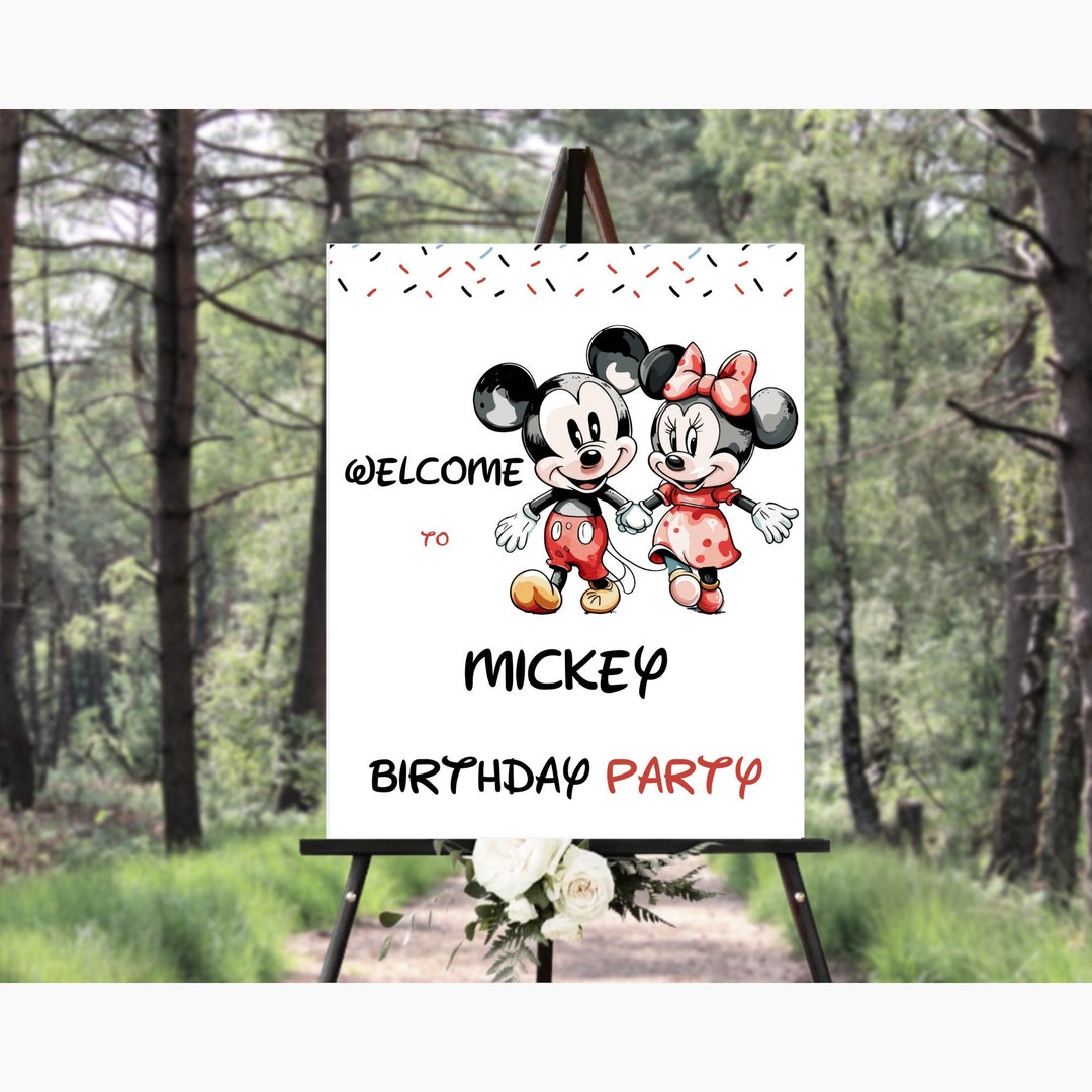 Mickey Mouse Welcome Sign, Mickey Mouse Birthday Party Welcome Sign ...