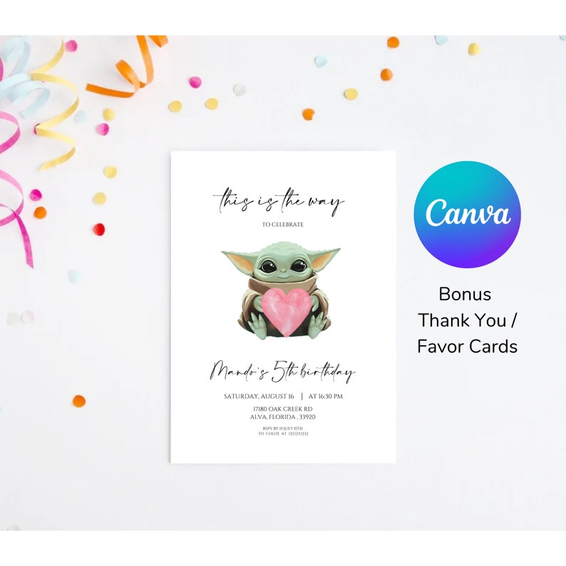 Baby Yoda Birthday Invitations Grogu Birthday Star Wars - Etsy