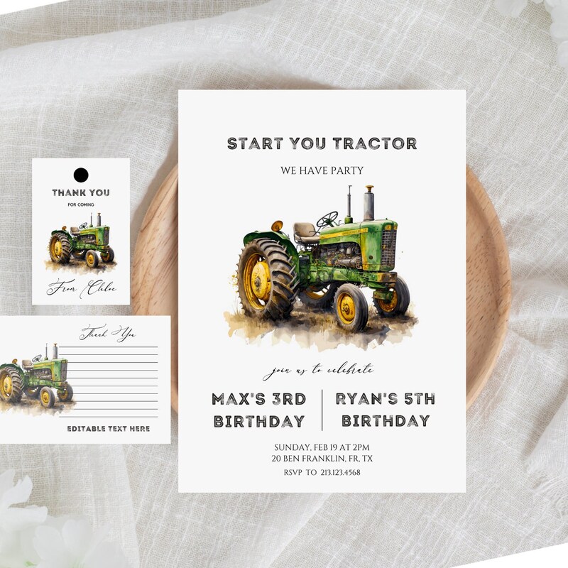 Tractor Invitations - Etsy