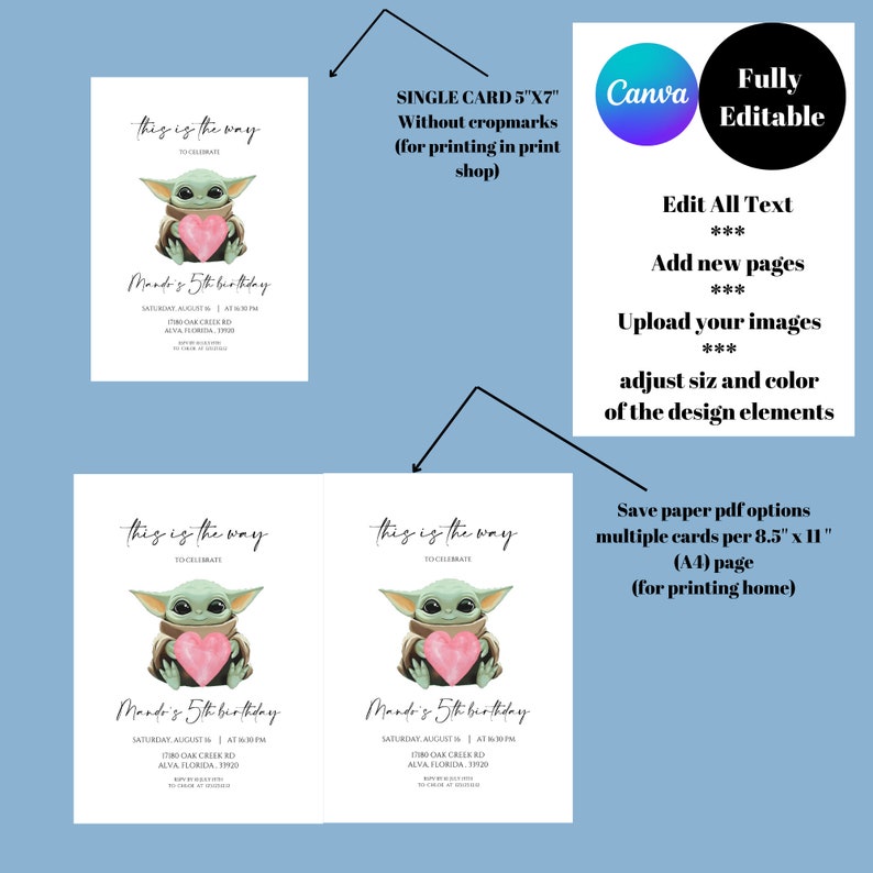 Baby Yoda Birthday Invitations Grogu Birthday Star Wars - Etsy