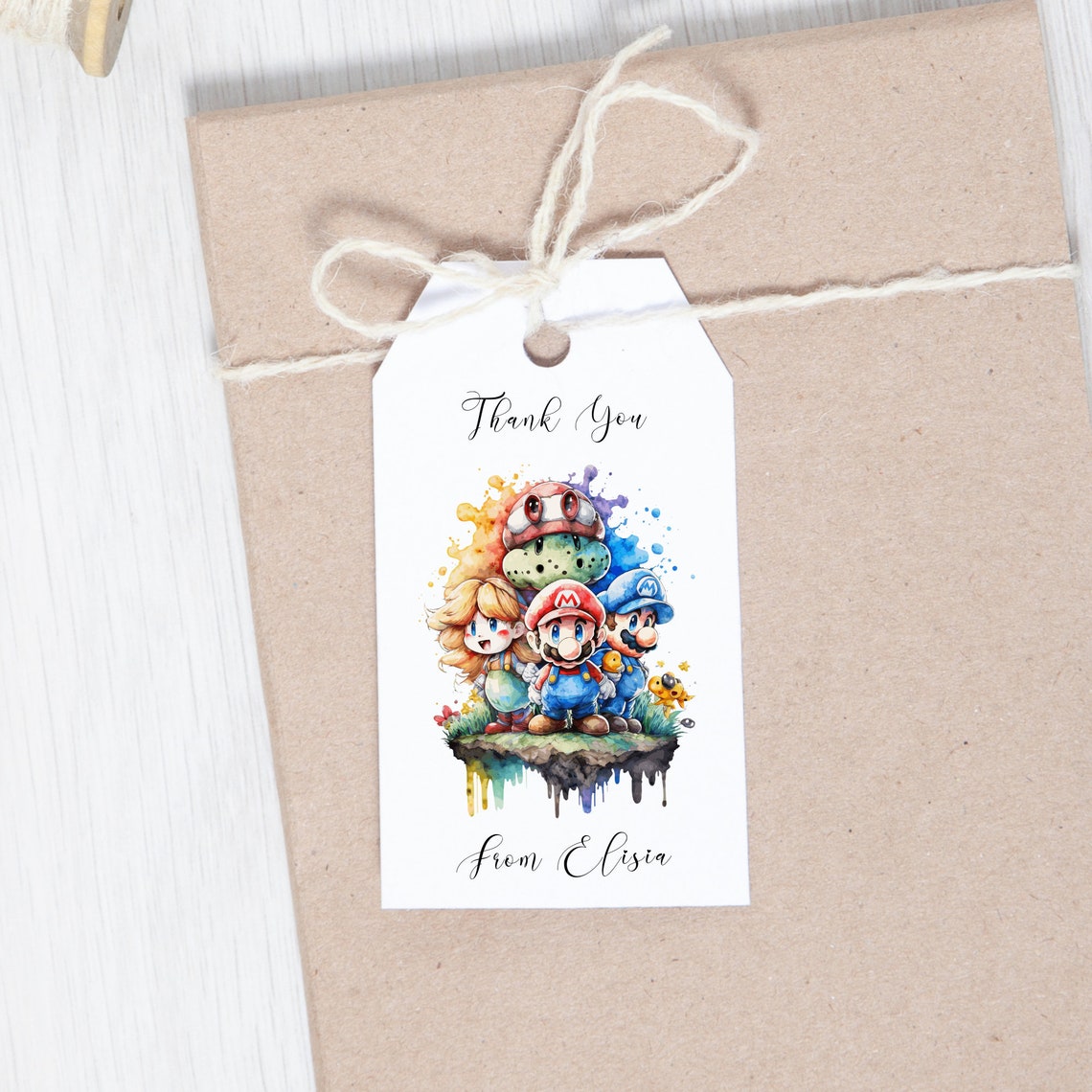 Super Mario Birthday Thank You Tag Super Mario Birthday Party - Etsy