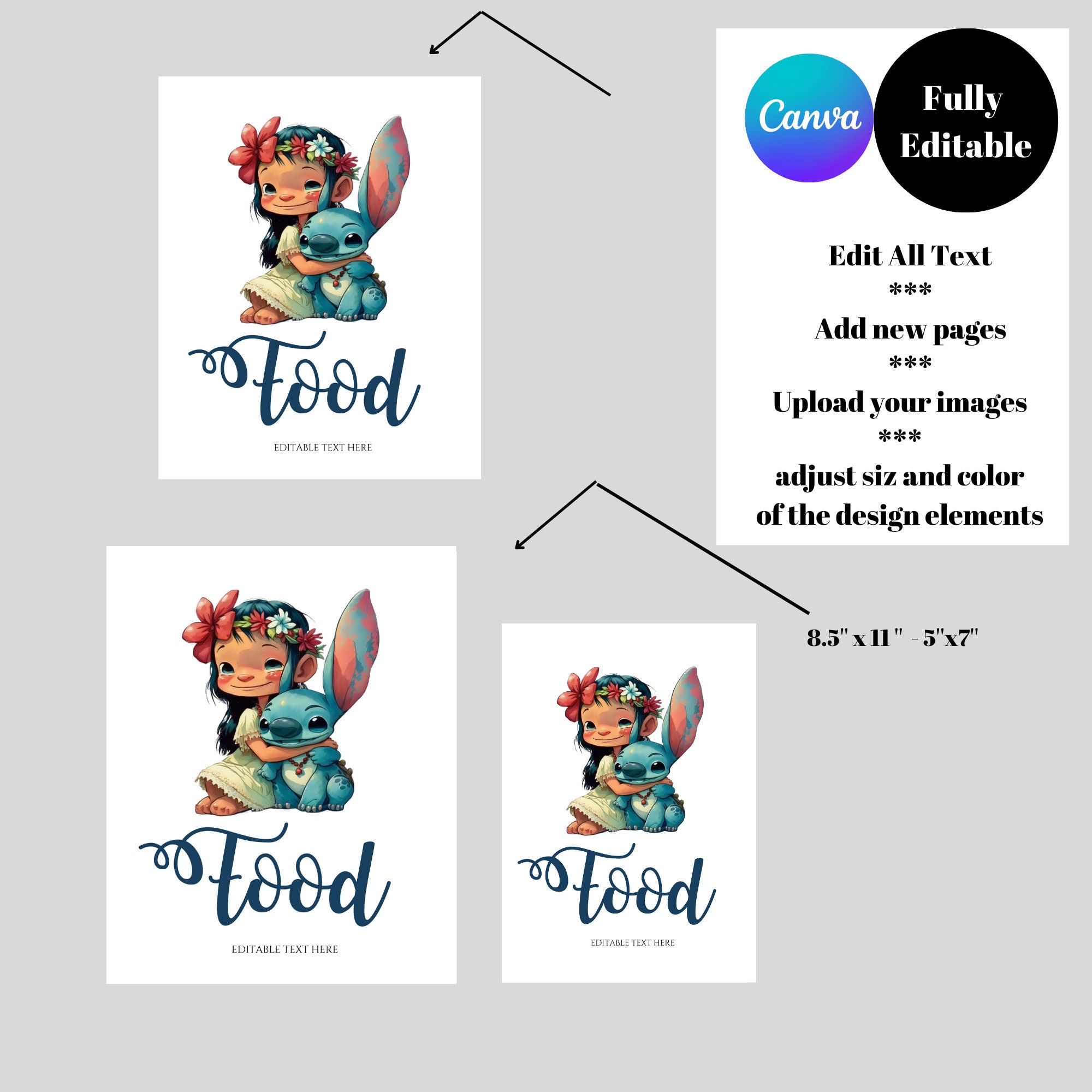 Stitch Food Sign ,stitch Table Sign, Stitch Birthday Table Sign, Custom ...