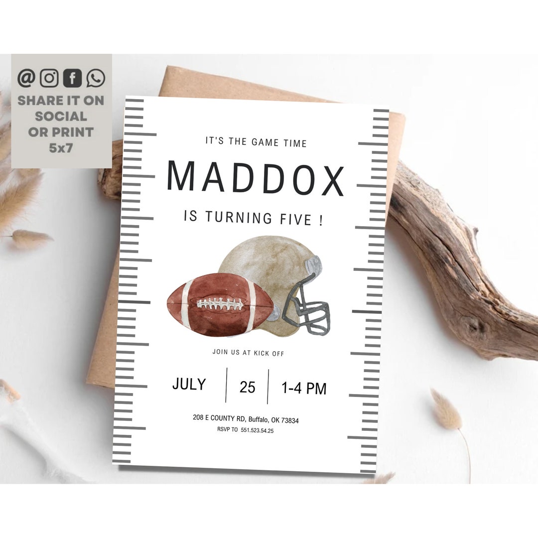 Football Birthday Invitation, It's Game Time Football Birthday Party ...