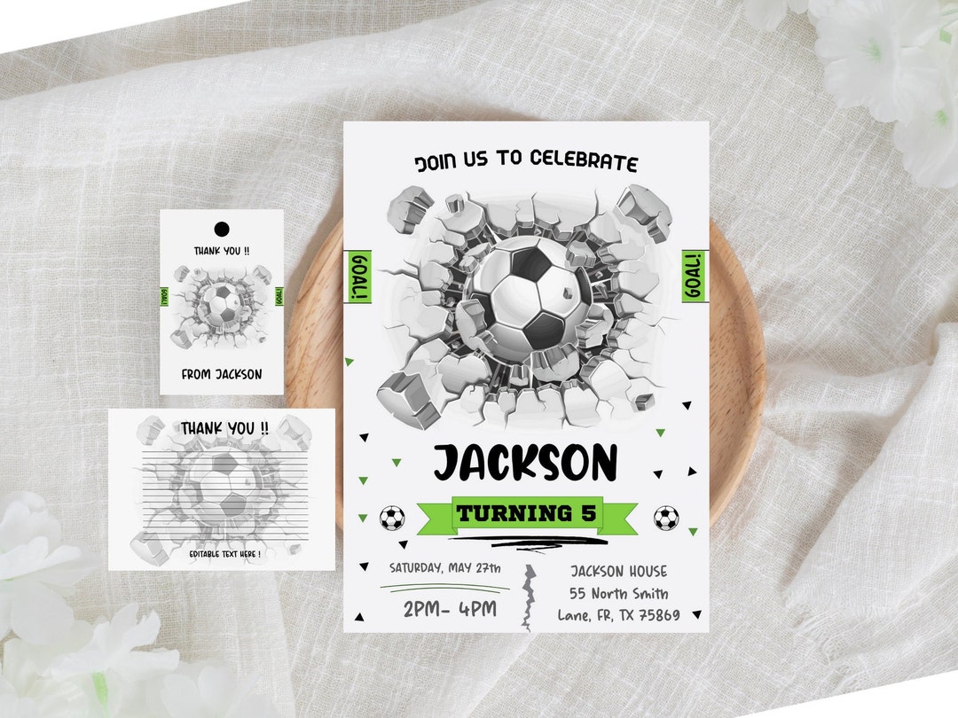 Soccer Birthday Invitation Template, Soccer Game Birthday Invite ...