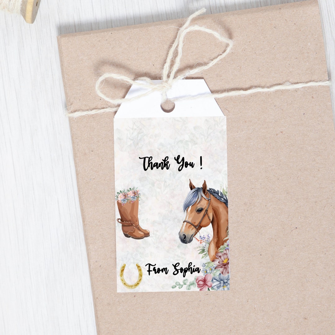 Horse Birthday Favor Tag Template, Cowgirl Horse Party Tag, Favor Thank ...
