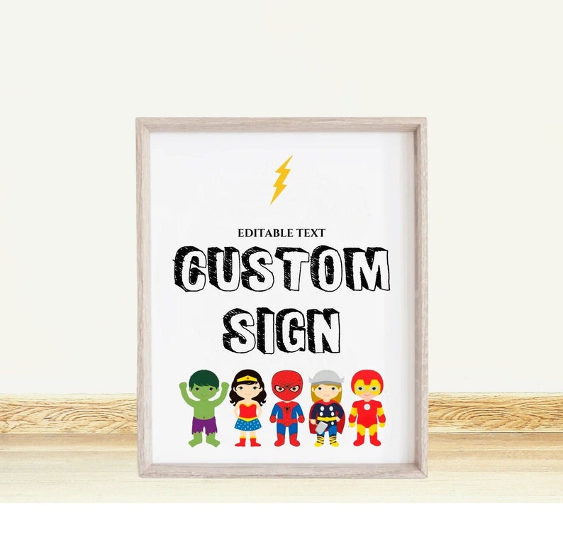 Superhero Custom Sign, Superheroes Favor Sign, Spiderman Birthday ...