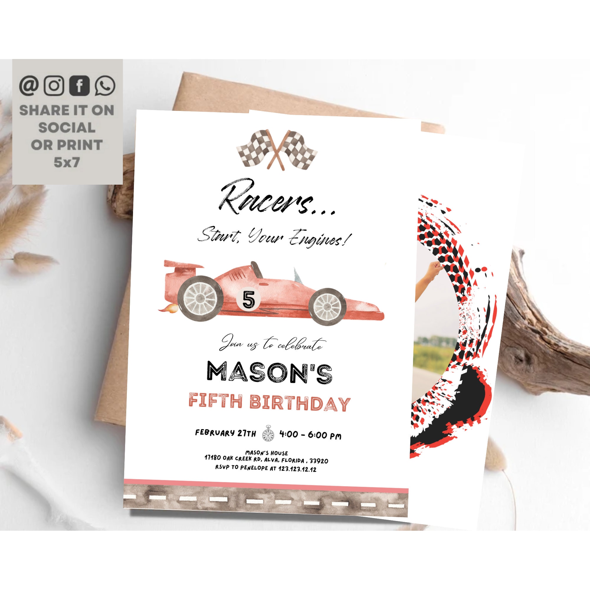 Racing Birthday Invitation, Racers Start Your Engines Invite Race Car ...