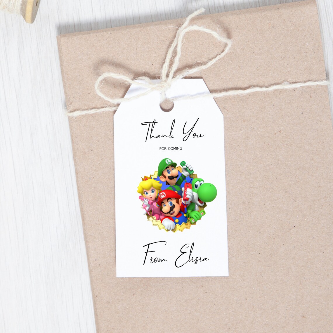 Super Mario Birthday Thank You Tag Super Mario Birthday Party - Etsy