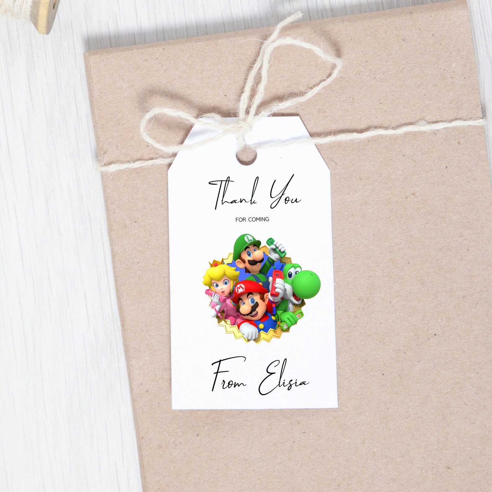 Super Mario Birthday Thank You Tag, Super Mario Birthday Party Favors ...