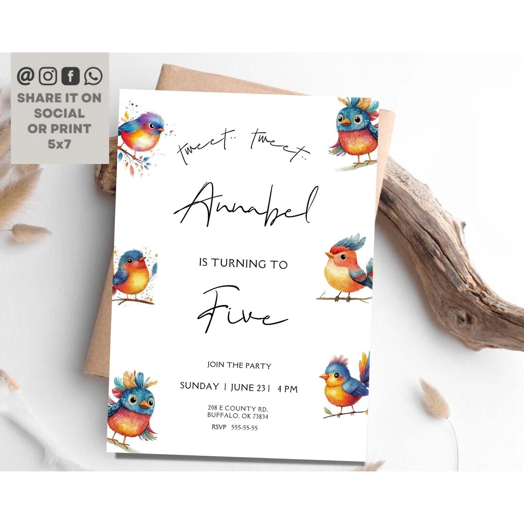 Cartoon Bird Birthday Invitation, Grumpy Bird Birthday Invitation ...