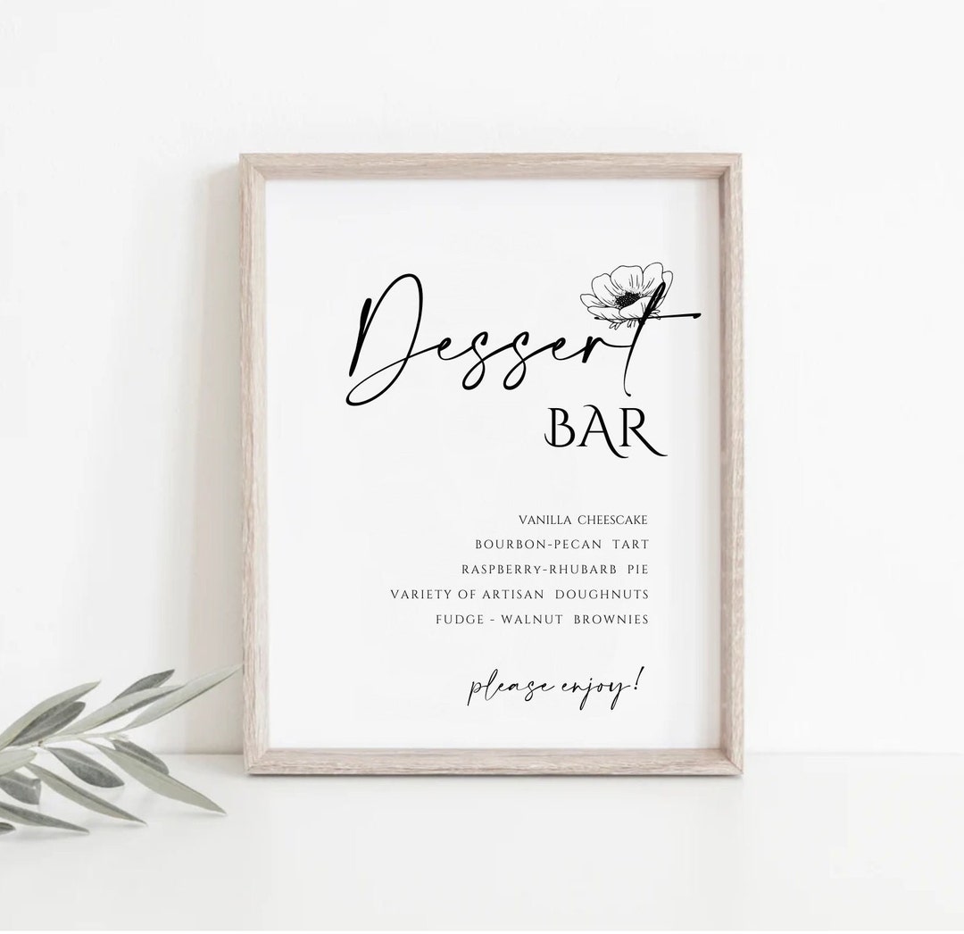Flower Dessert Bar Sign Template, Wedding Dessert Sign, Bridal Dessert ...
