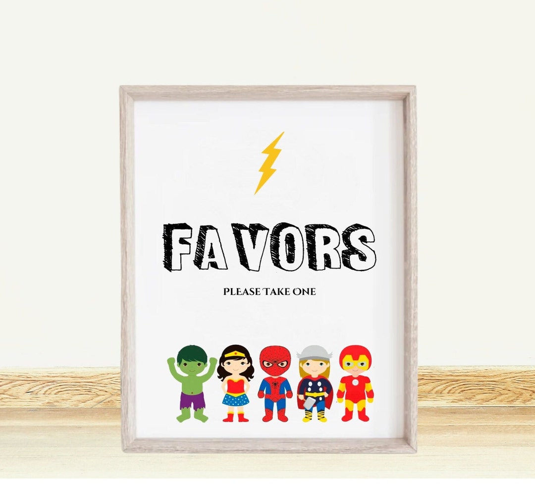 Superhero Favor Sign, Superheroes Favor Sign, Spiderman Birthday ...