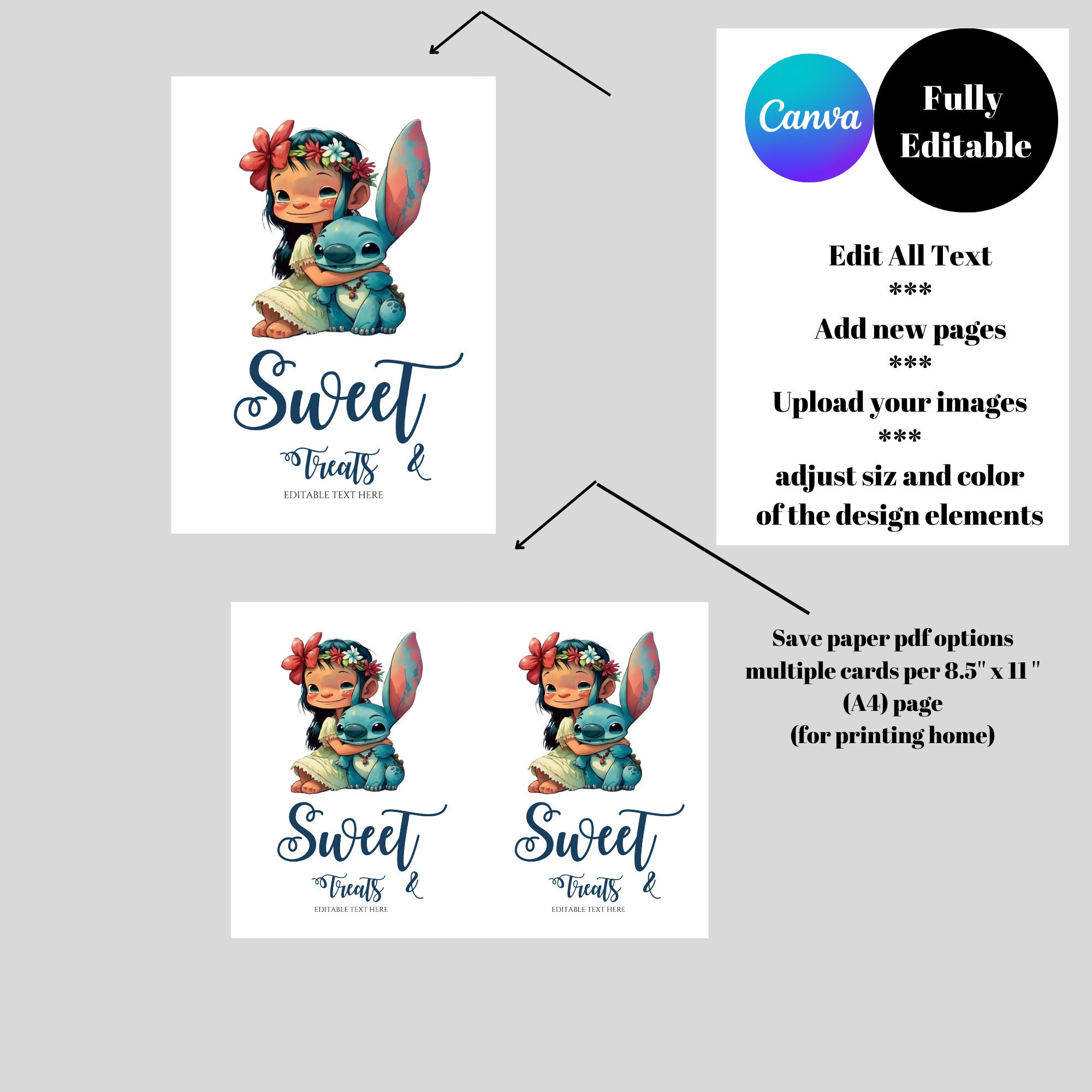 Stitch Sweet and Treats Sign, Stitch Birthday Table Sign, Custom Sign ...