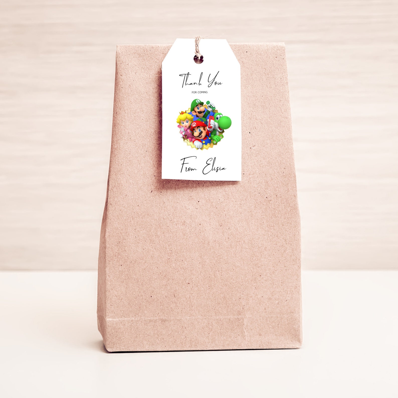 Super Mario Birthday Thank You Tag, Super Mario Birthday Party Favors ...