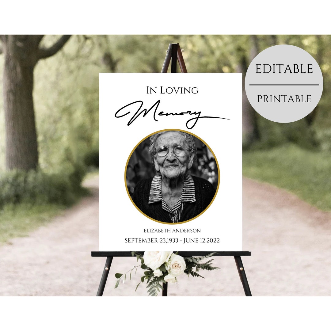 In Loving Memory Sign, Funeral Welcome Sign, Editable Celebration of ...