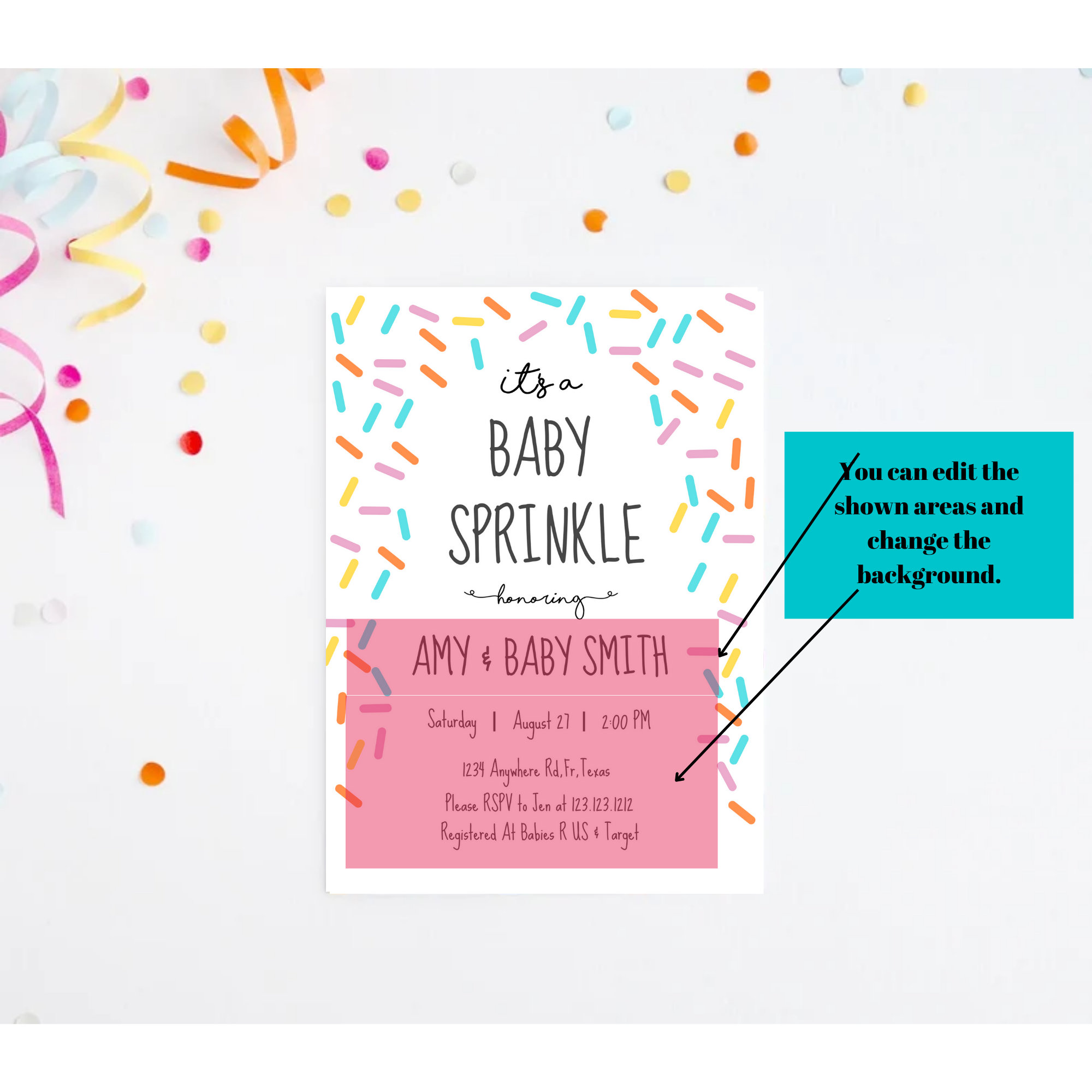 Editable Baby Sprinkle Shower Invitation Baby Shower Coed - Etsy