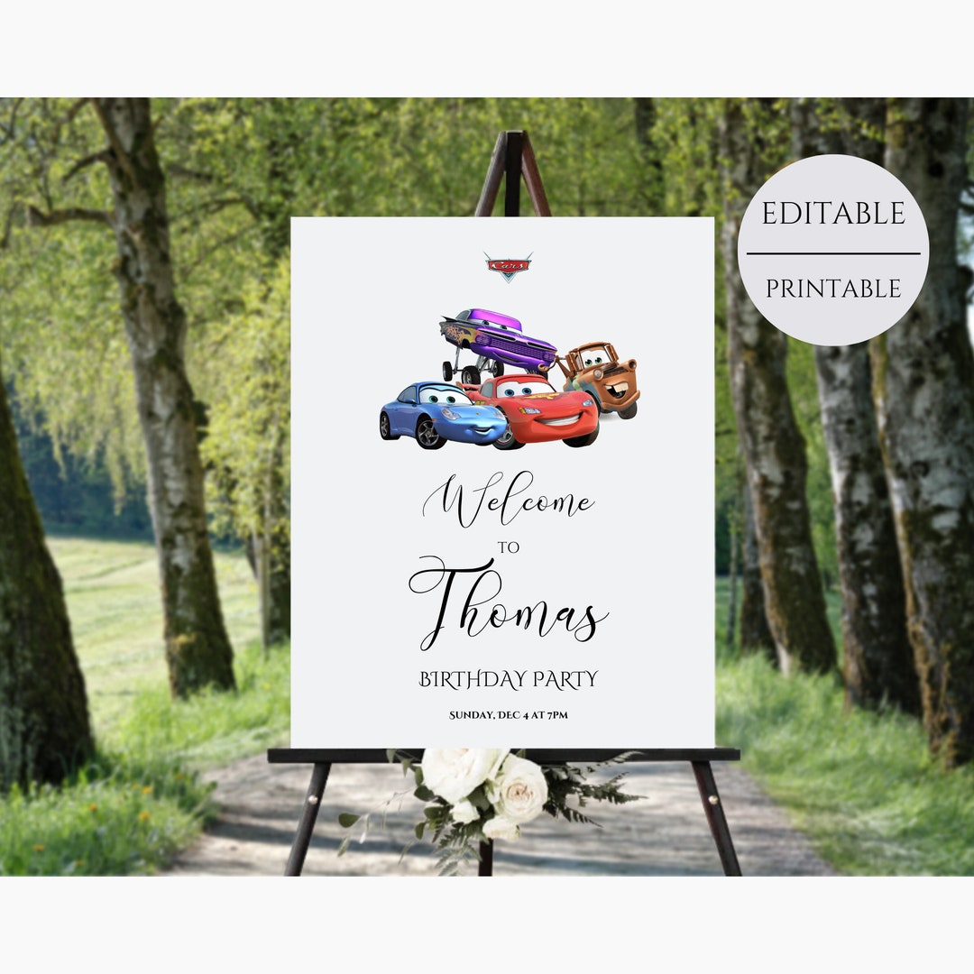 Cars Welcome Sign Cars Party Welcome Sign Template Cars - Etsy