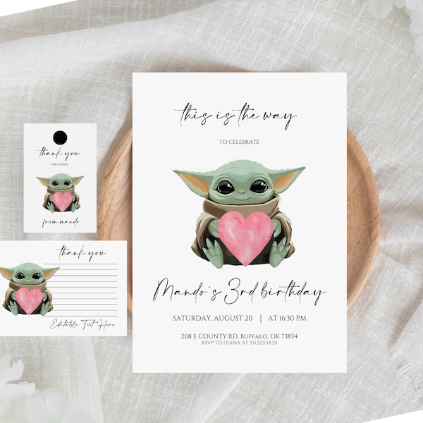Grogu Birthday Invitation - Etsy