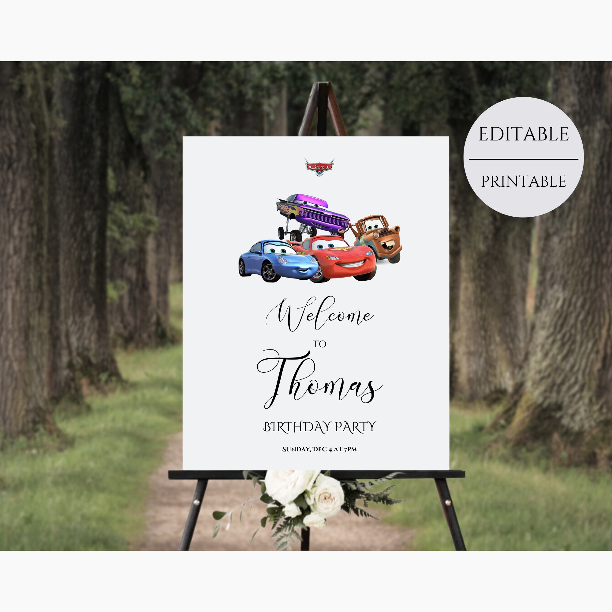 Cars Welcome Sign, Cars Party Welcome Sign, Cars Theme Birthday Welcome ...