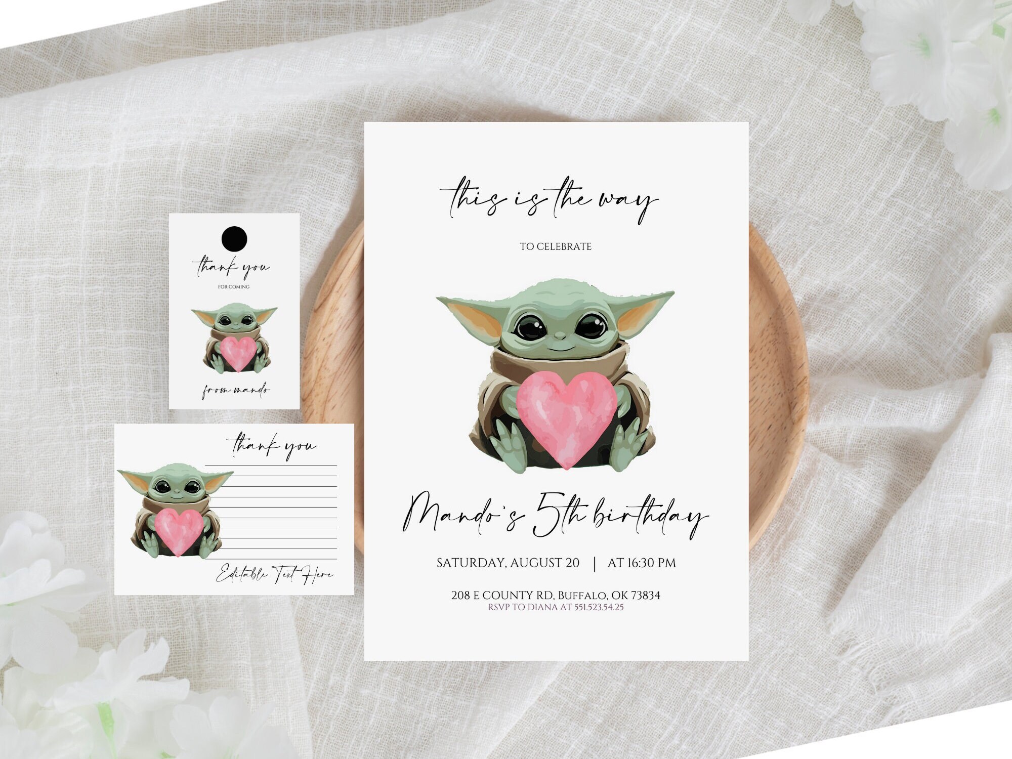 Baby Yoda Birthday Invitations Grogu Birthday Star Wars - Etsy