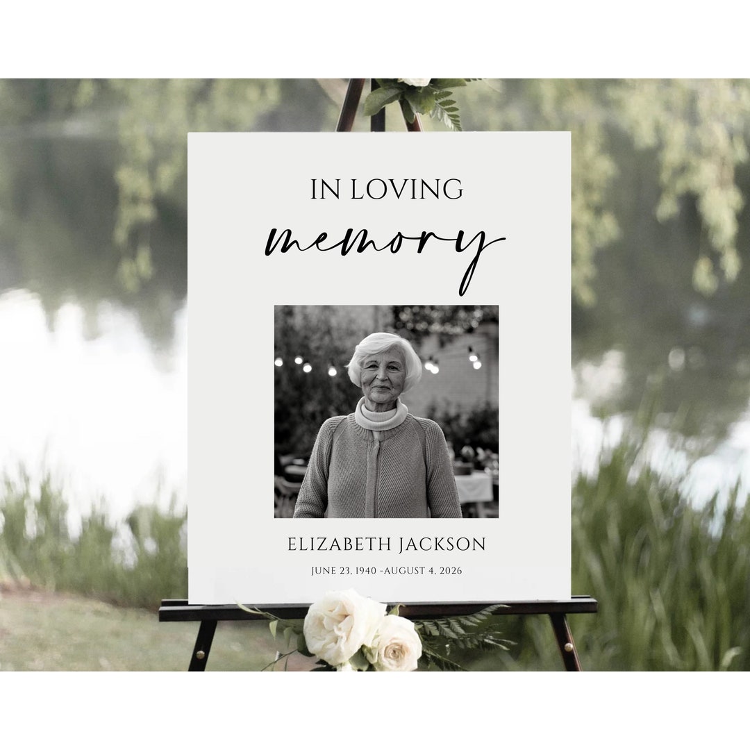 In Loving Memory Sign, Funeral Welcome Sign, Editable Celebration of ...