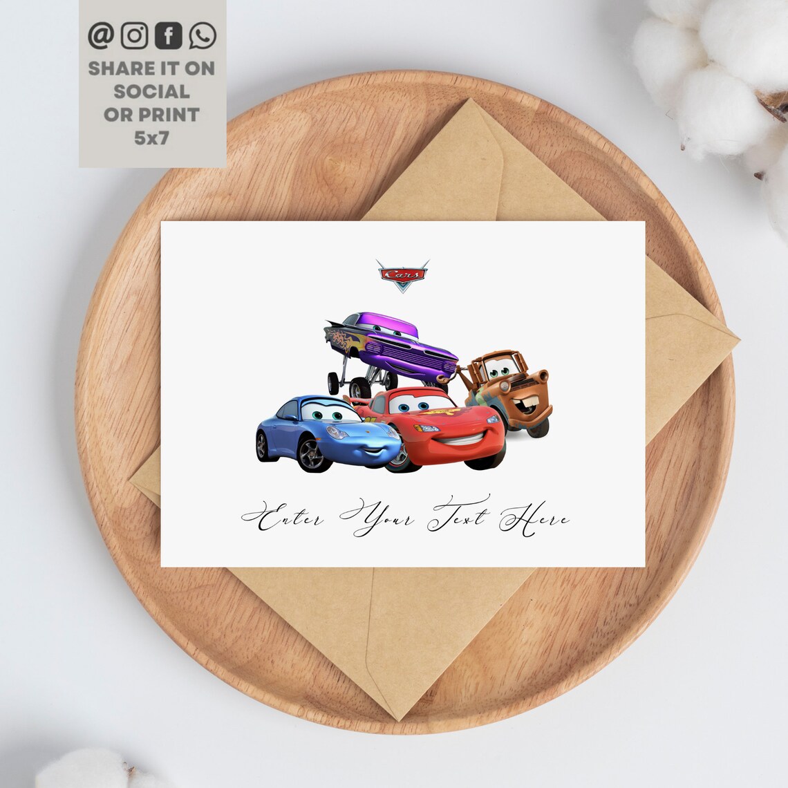 Cars Birthday Thank You Card Lightning Mcqueen Cards Kids - Etsy