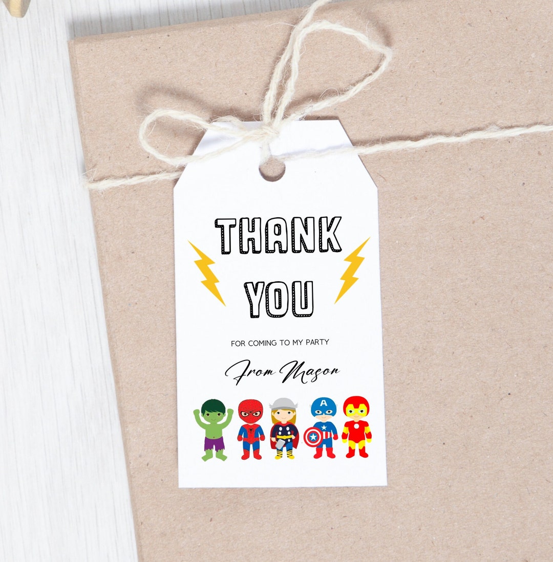 Superhero Favor Tag Template, Superhero Party Tag, Favor Thank You Tags ...