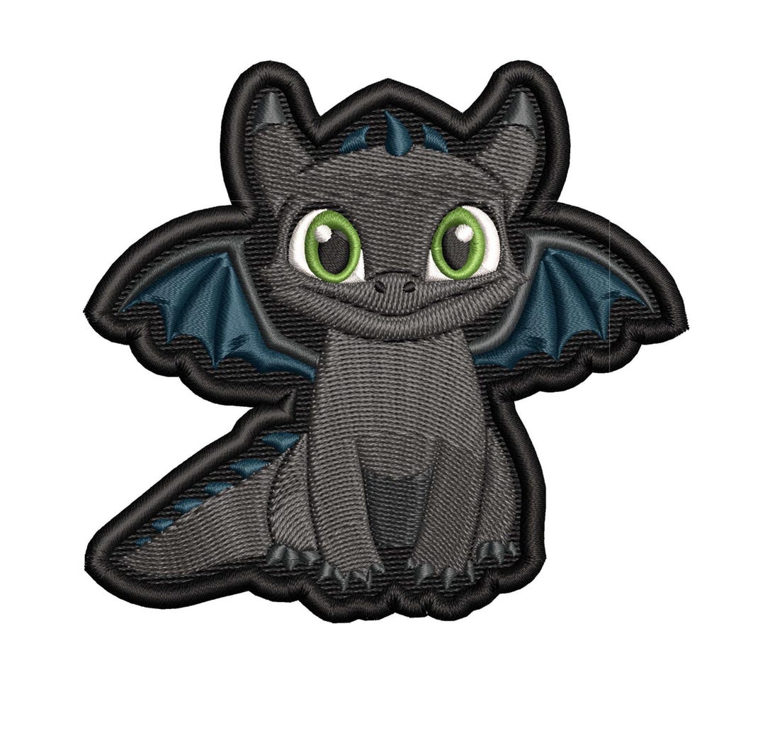 Toothless Patch File for Embroidery, How to Train Your Dragon, Machine ...