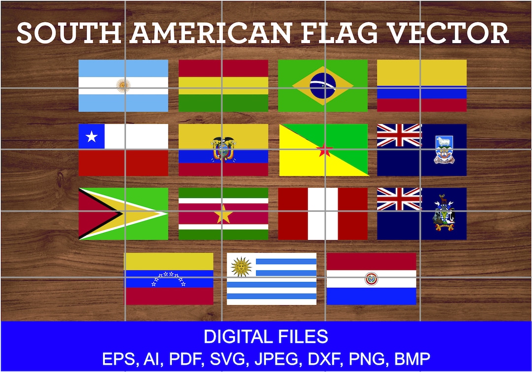 15 South American Countries Flags Clipart South America Bolivia Brazil ...