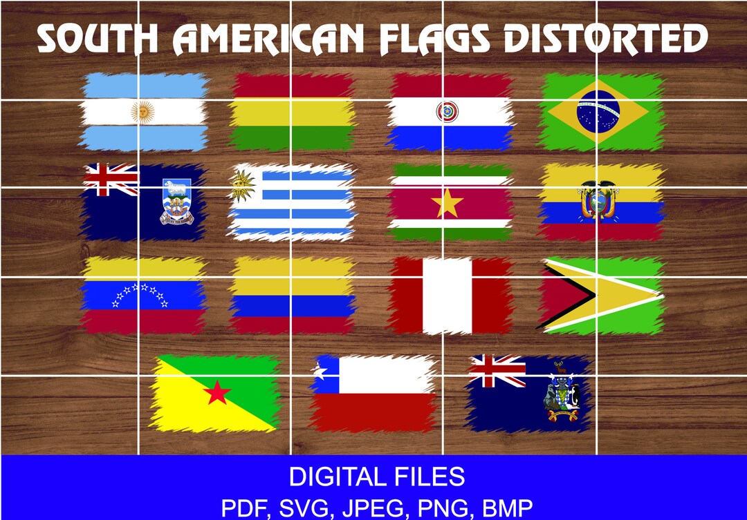 15 South American Countries Distorted Flags Clipart Bolivia Brazil ...