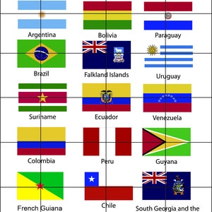 15 South American Countries Flags Clipart South America Bolivia Brazil ...