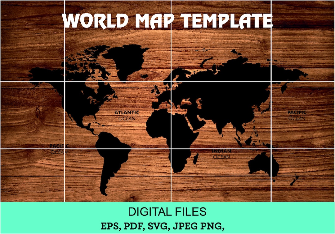 World Map Vector Template Instant Download - Clipart - EPS - Print ...