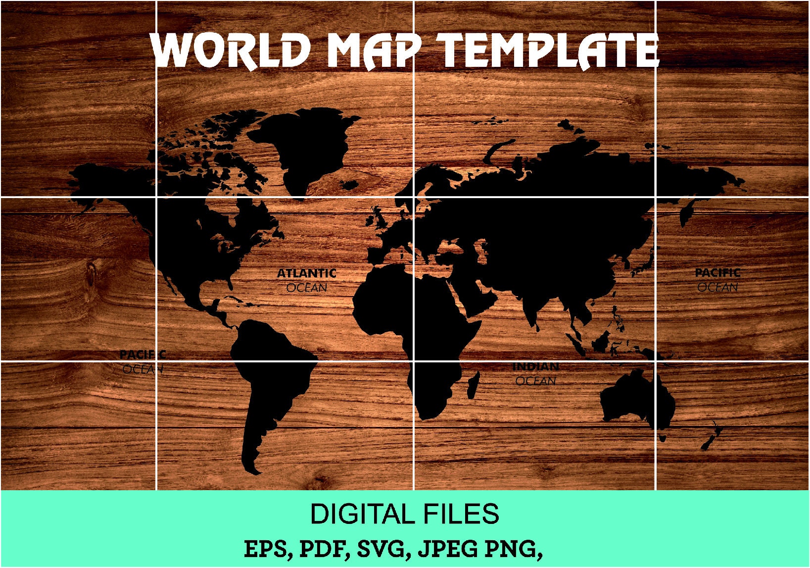 World Map Vector Template Instant Download - Clipart - EPS - Print ...