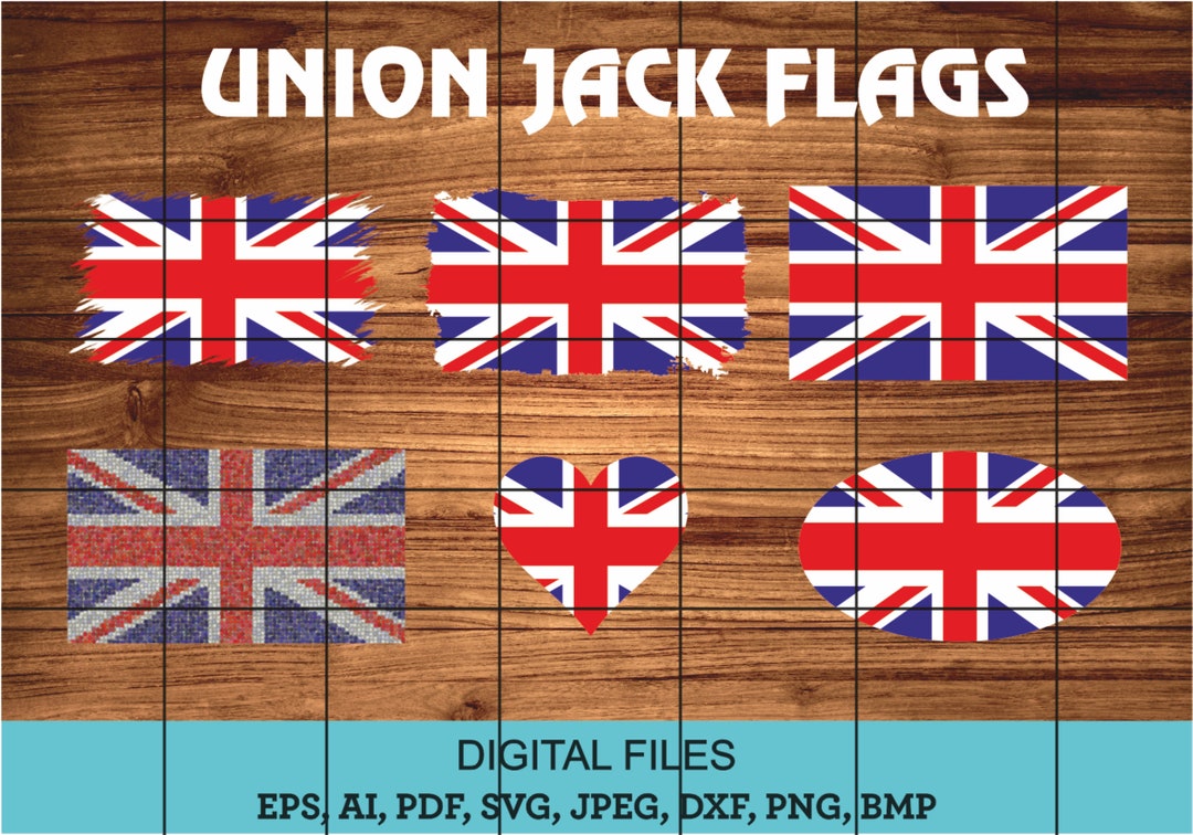 Union Jack Flags Bundle Instant Download Clipart Distorted Distressed ...
