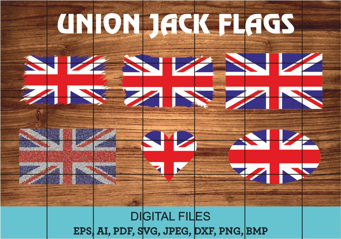 Union Jack Flags Bundle Instant Download Clipart Distorted - Etsy