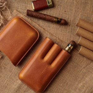 Personalized Cigars Box Triple Leather Cigar Case Travel - Etsy