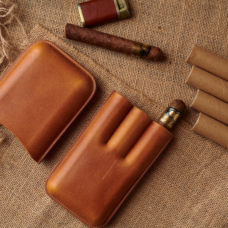 Personalized Cigars Box Triple Leather Cigar Case Travel - Etsy