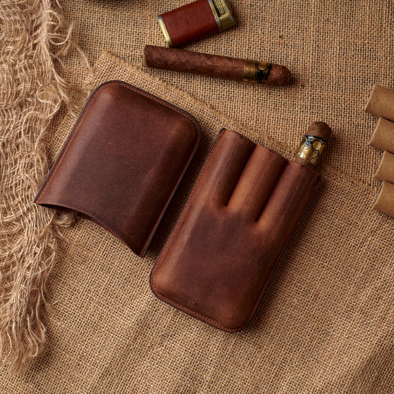 Personalized Cigars Box Triple Leather Cigar Case Travel - Etsy