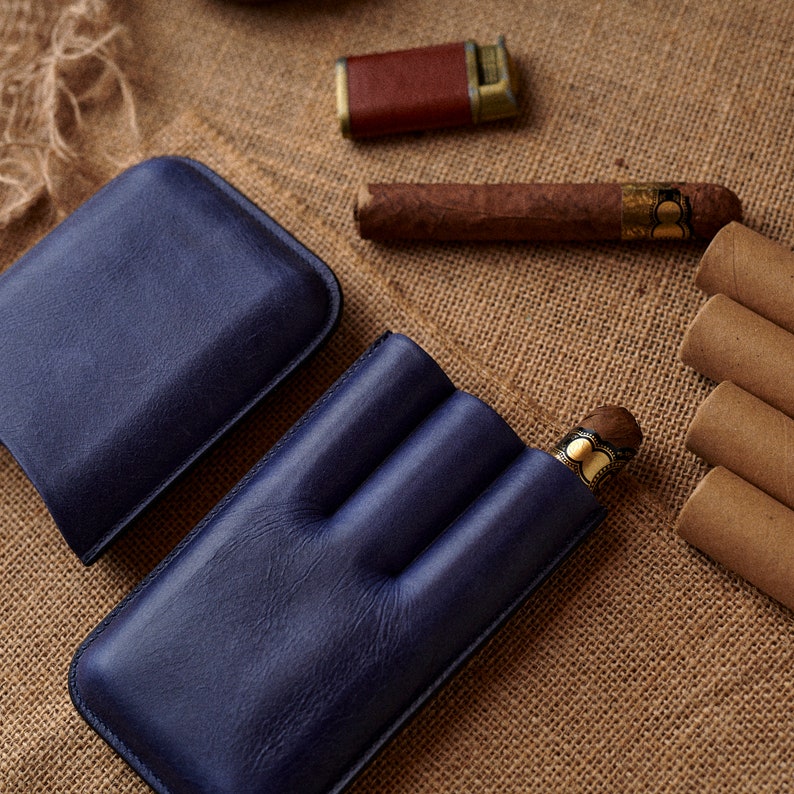 Personalized Cigars Box Triple Leather Cigar Case Travel - Etsy
