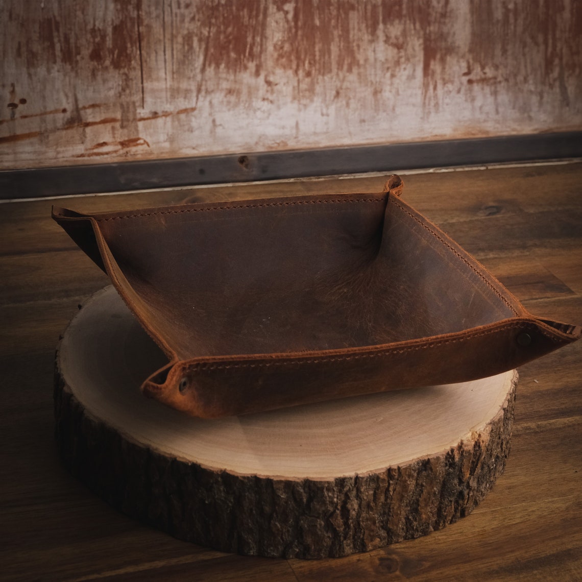 Custom Leather Valet Tray, Personalized Leather Catchall, Leather ...