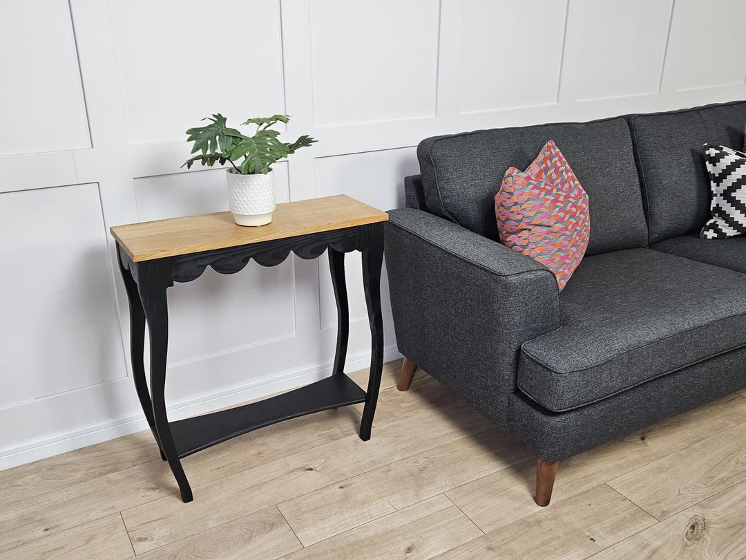 Bespoke Solid Oak Top Wooden Console Table 74 X 27cm, Black, Retro ...