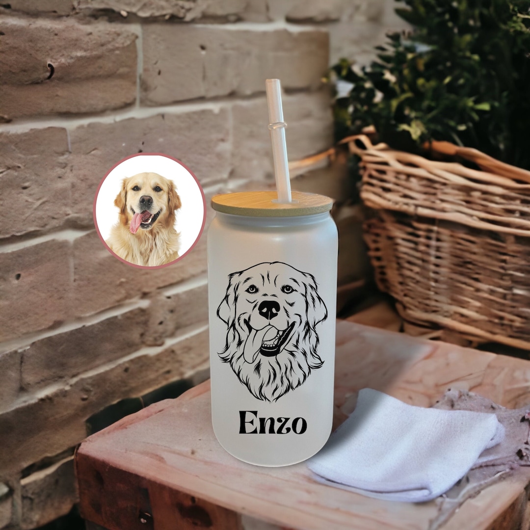 Custom Pet Portrait Frosted Beer, Custom Pet Gift Can Glass, Dog Iced ...