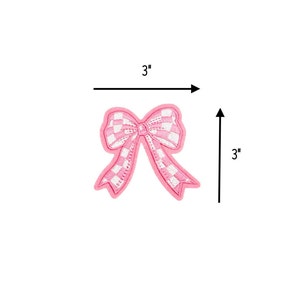 Pink and White Bow Patch, Pink Checkered Patch, Iron on Patch, Trucker ...