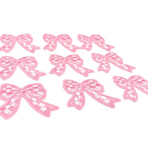 Pink and White Bow Patch, Pink Checkered Patch, Iron on Patch, Trucker ...