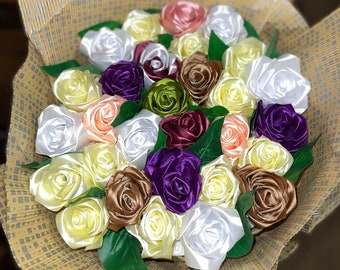 Satin Rose Bouquet - Etsy