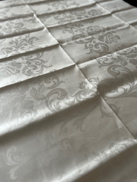 Beautiful Ivory Irish Linen Double Damask Tablecloth 88X70 Inches in ...