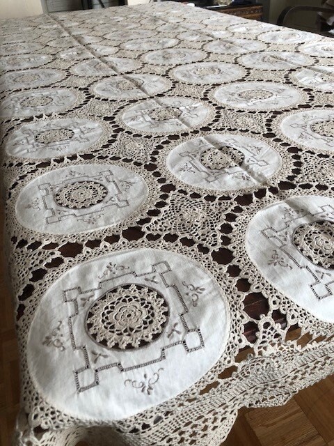Beautiful Madeira Handmade Lace Embroidered TABLECLOTH 72X106 13 ...