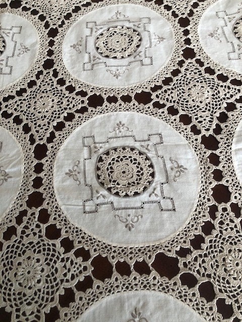 Beautiful Madeira Handmade Lace Embroidered TABLECLOTH 72X106 13 ...